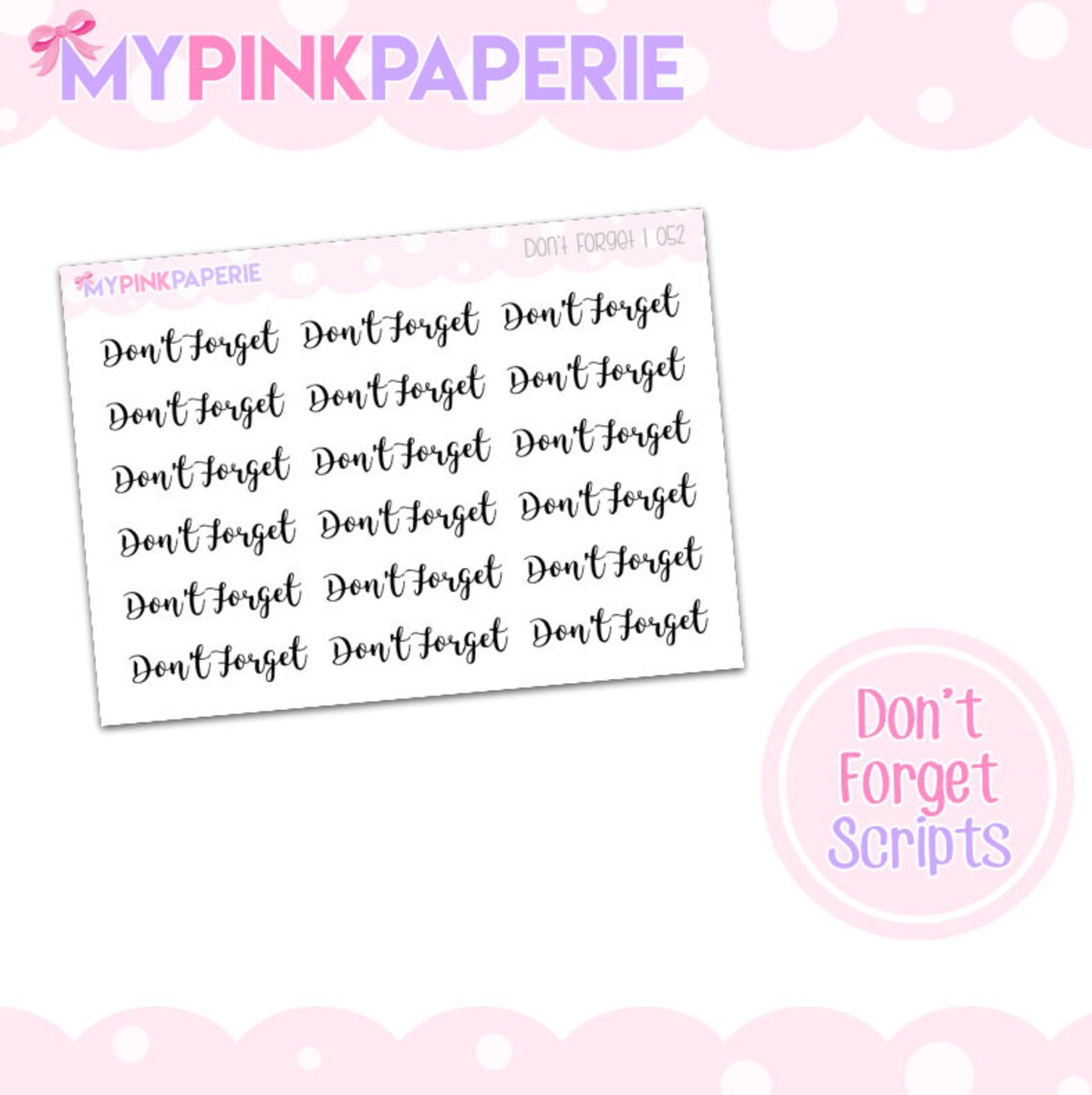 052 don't Forget Script Stickers | Etsy