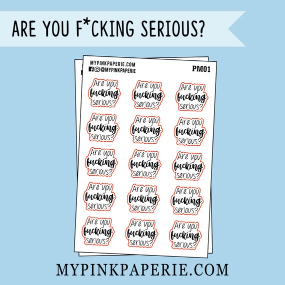 PM01 Are You Fucking Serious Script Stickers | Etsy
