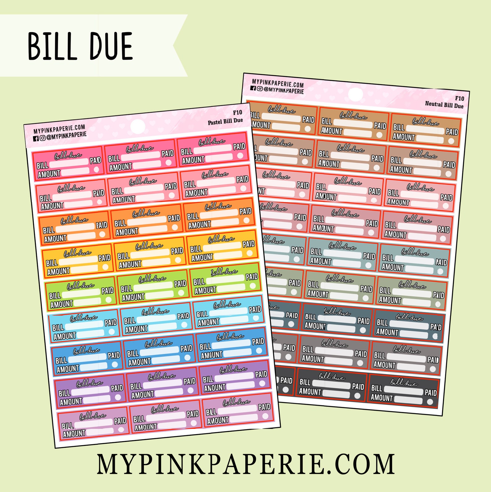 024 Bill Due Stickers | Etsy