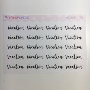 059 | "vacation" Script Stickers - Etsy