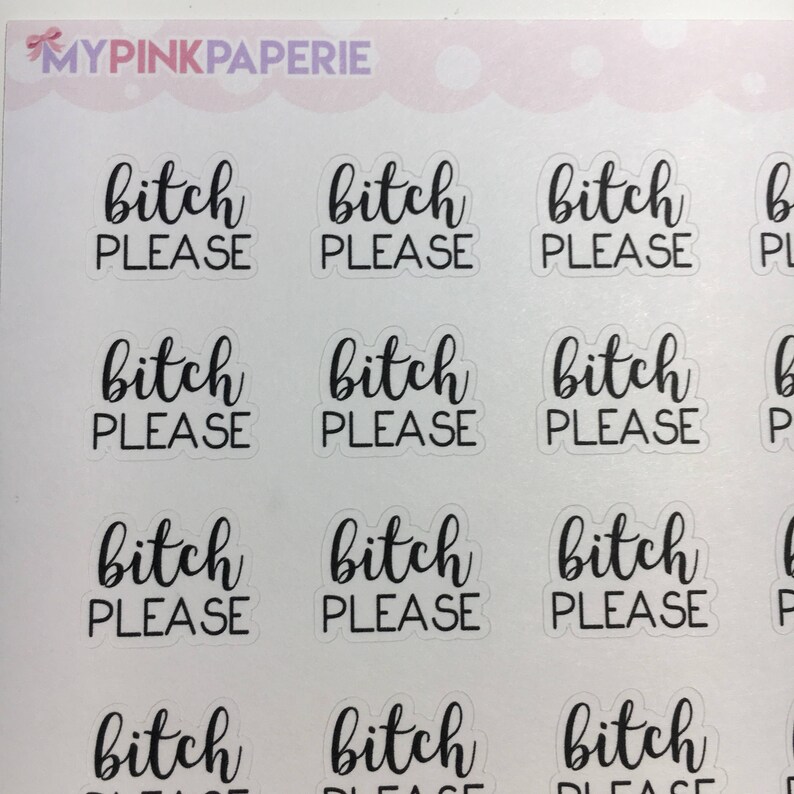 061 Bitch Please Script Stickers Etsy