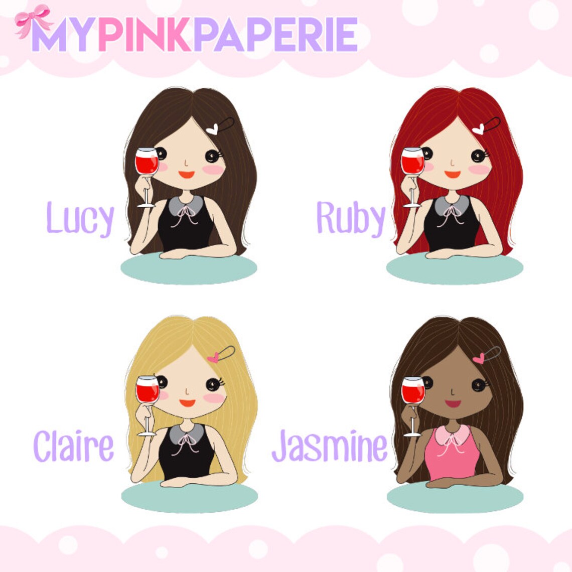 271 Girls Wine Down Cute Girl Stickers - Etsy