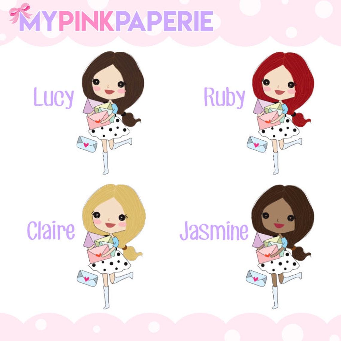 272 Girls Happy Mail Cute Girl Stickers | Etsy