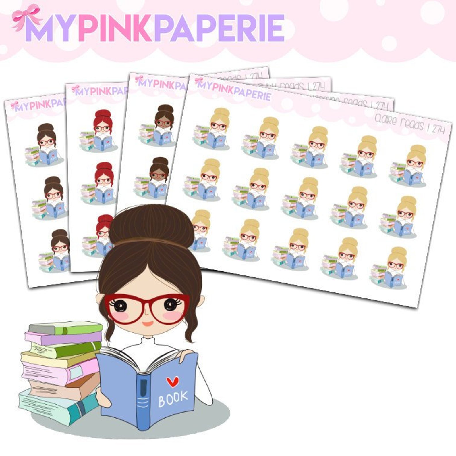 274 Girls Read Cute Girl Stickers - Etsy