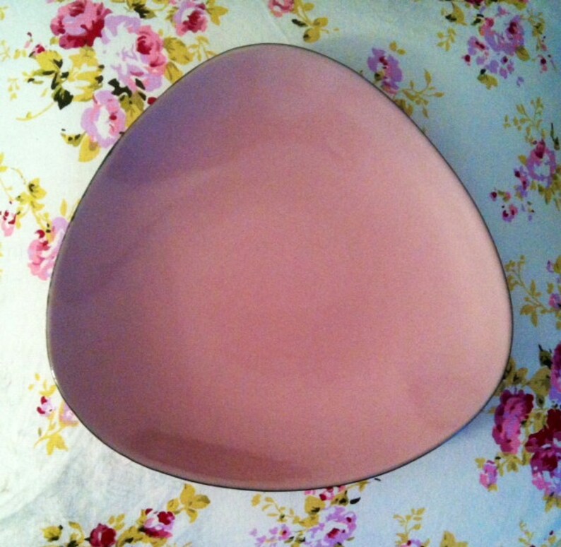 Old Rare Vintage Pink Cosmic Plate C. 1950-1960 Triangular Retro ...