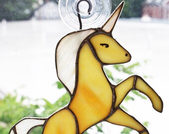 Unicorn Head Stained Glass Suncatcher Hanging Window Ornament | Etsy