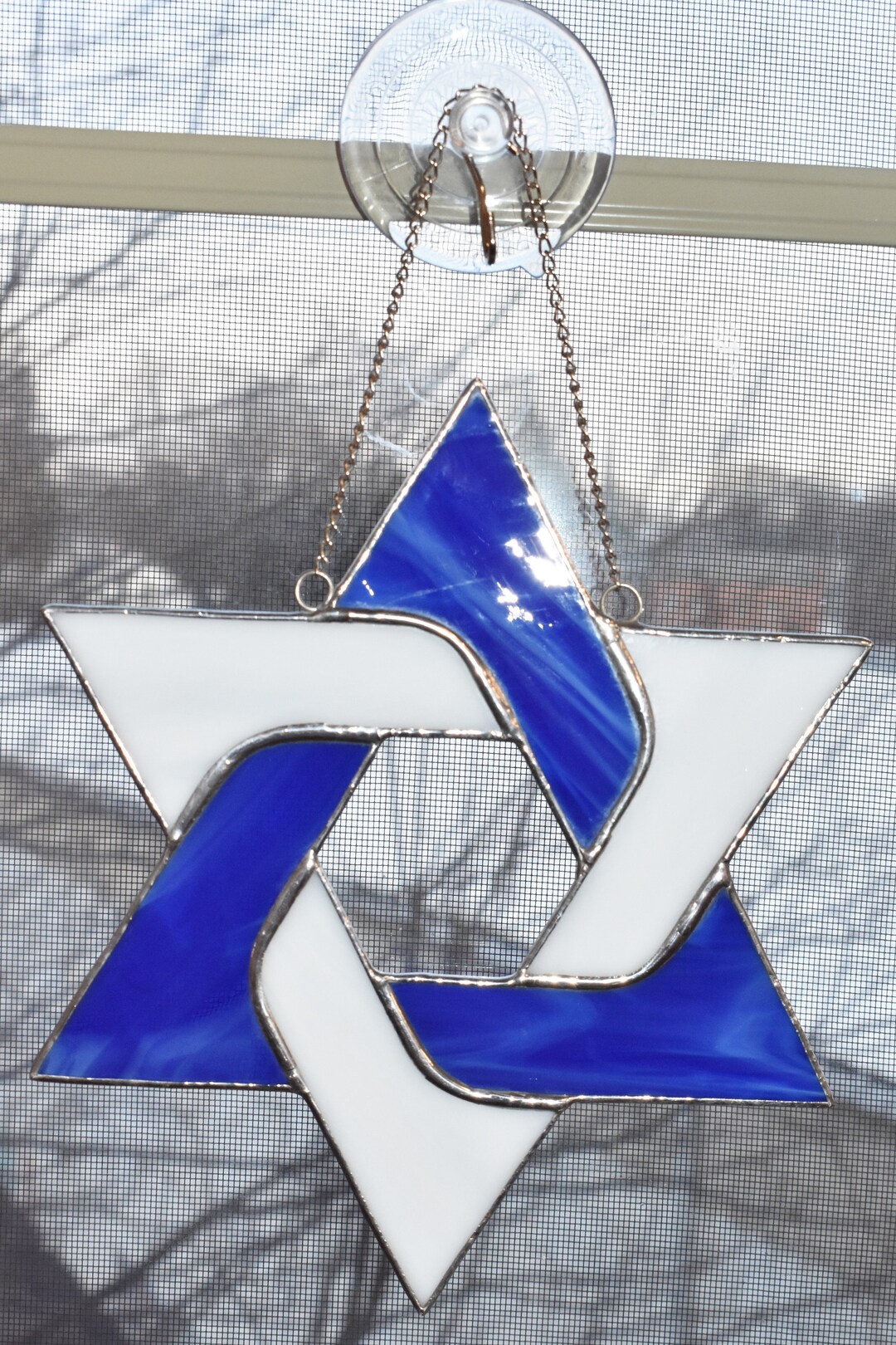 Star of David Stained Glass Suncatcher Hanging Window Ornament - Etsy