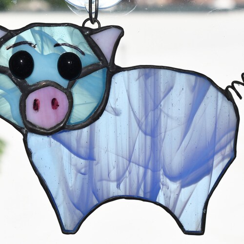 SUNCATCHER-ORNAMENT Fused Glass Pig - Etsy