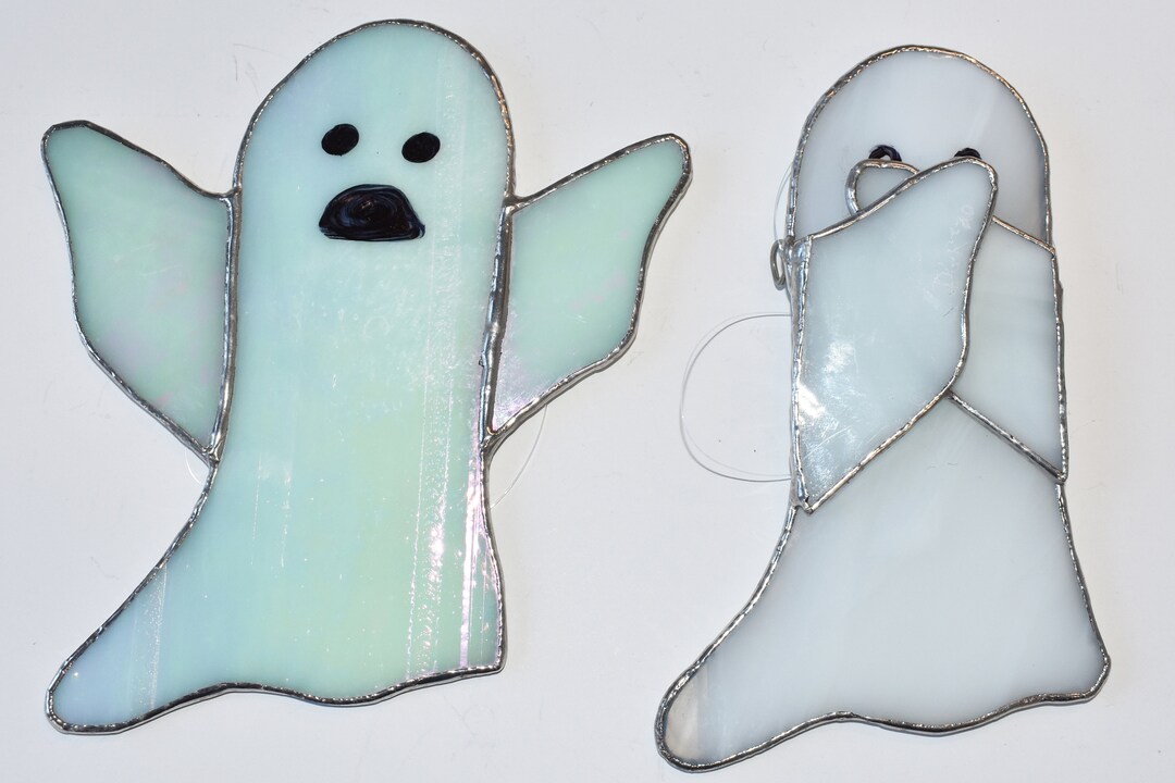 Peek-a-boooooo Ghosts Stained Glass Suncatcher Hanging Window Ornament ...