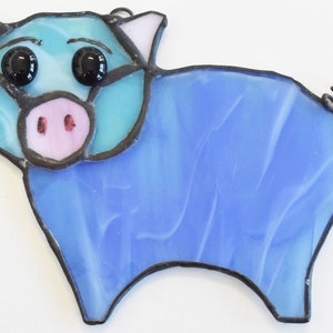 The Pudgy Blue Pig (our Mascot) Stained Glass Suncatcher Hanging Window ...