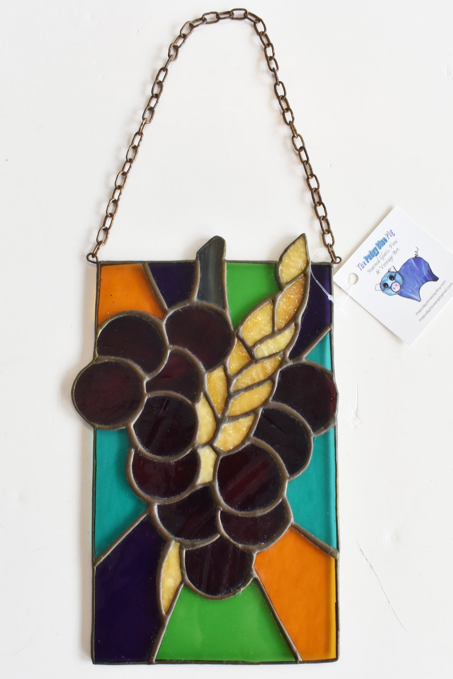 Grapes and Wheat Stained Glass Suncatcher And/or Hanging Panel - Etsy