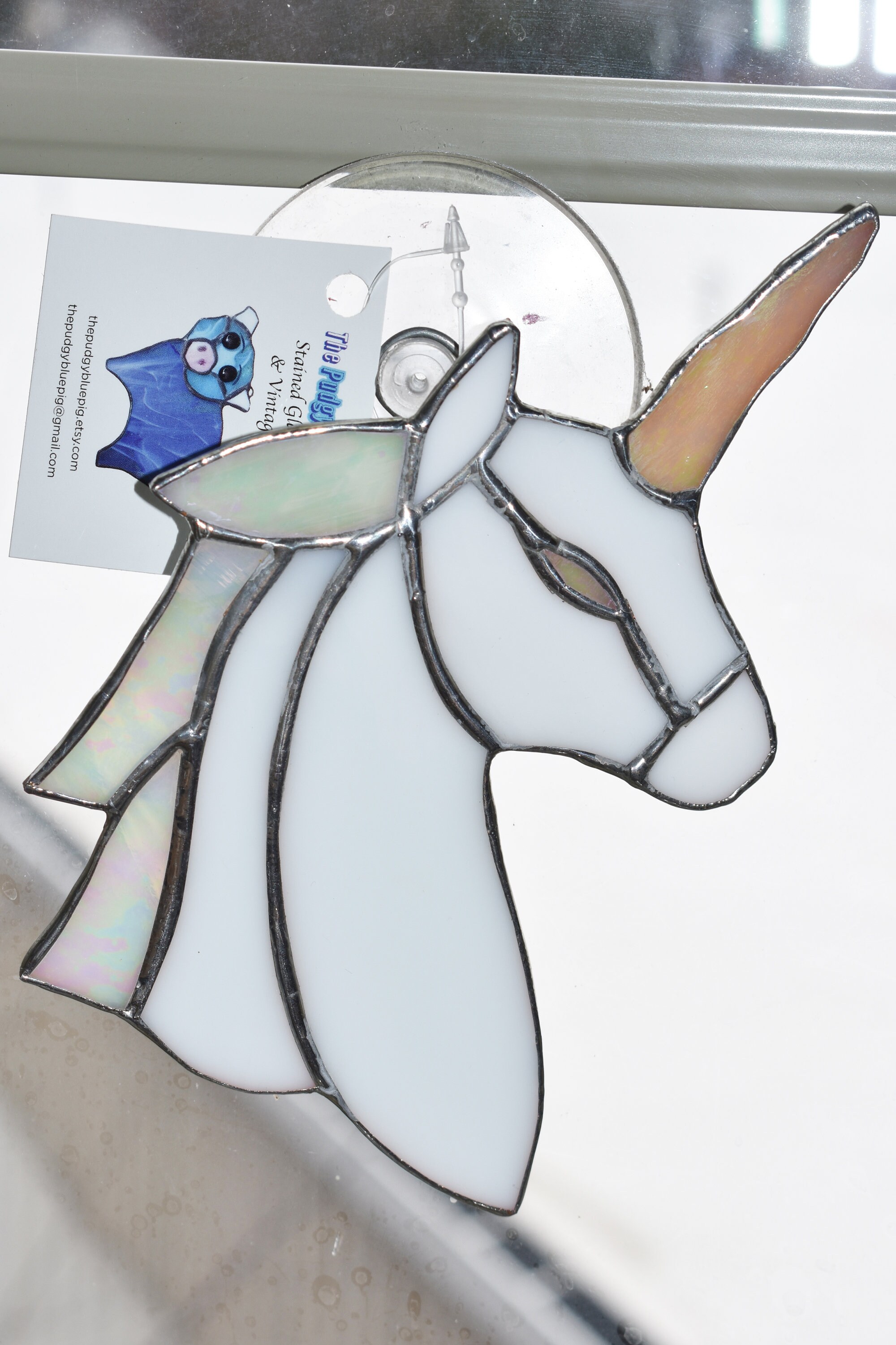 Unicorn Head Stained Glass Suncatcher Hanging Window Ornament | Etsy