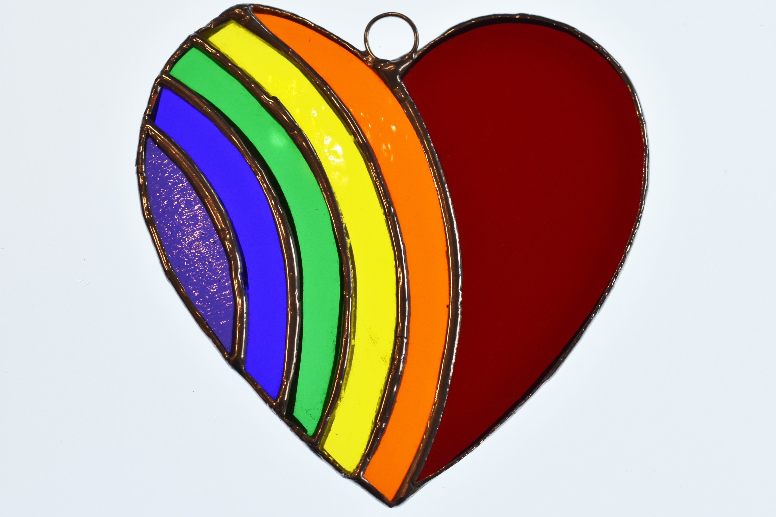 Rainbow Heart Stained Glass Suncatcher Ornaments | Etsy