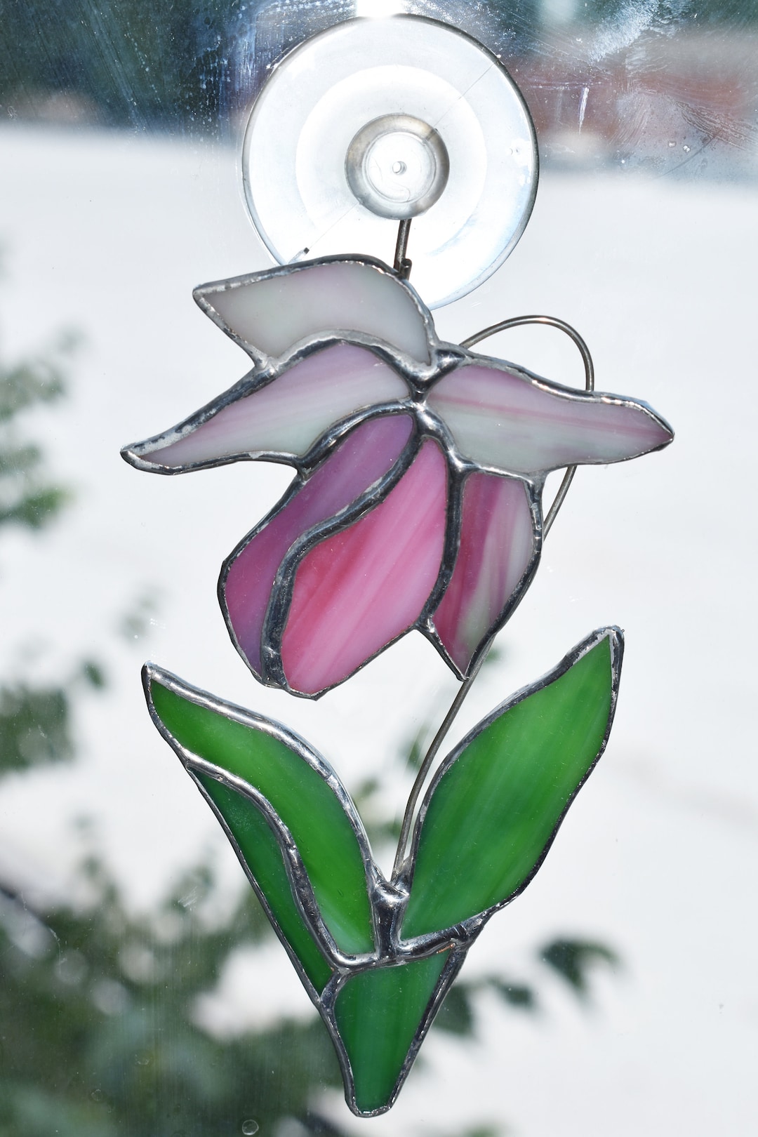 Lady Slipper Stained Glass Suncatcher Hanging Window Ornament - Etsy