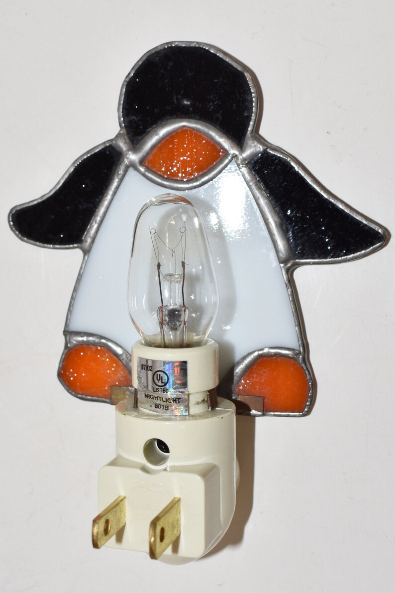 Penguin Stained Glass Ornament Electric Night Light | Etsy