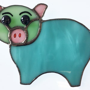 The Pudgy Blue Pig (our Mascot) Stained Glass Suncatcher Hanging Window ...