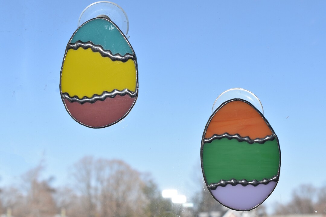 Colorful Easter Egg Stained Glass Suncatcher Window Hanging - Etsy