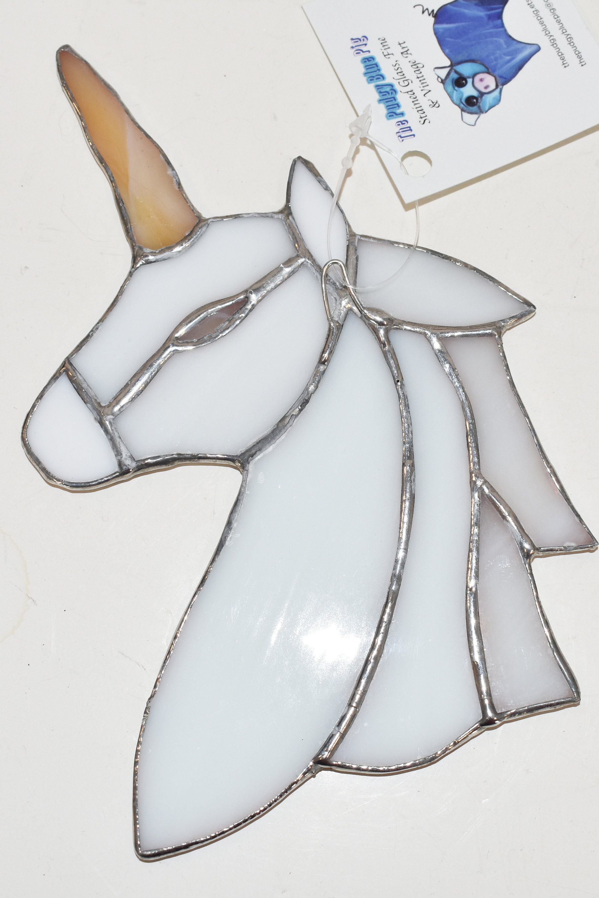 Unicorn Head Stained Glass Suncatcher Hanging Window Ornament | Etsy