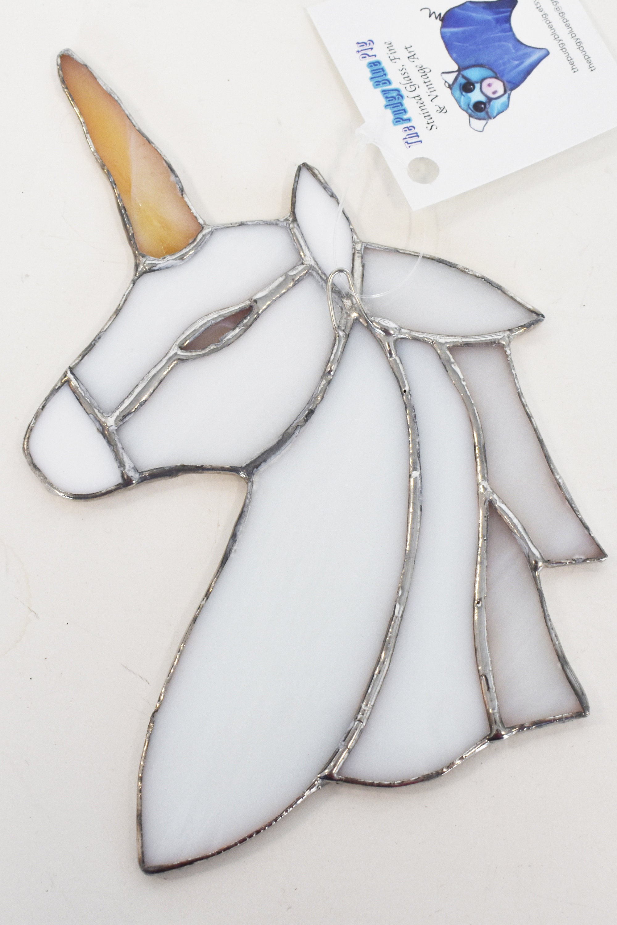 Unicorn Head Stained Glass Suncatcher Hanging Window Ornament | Etsy