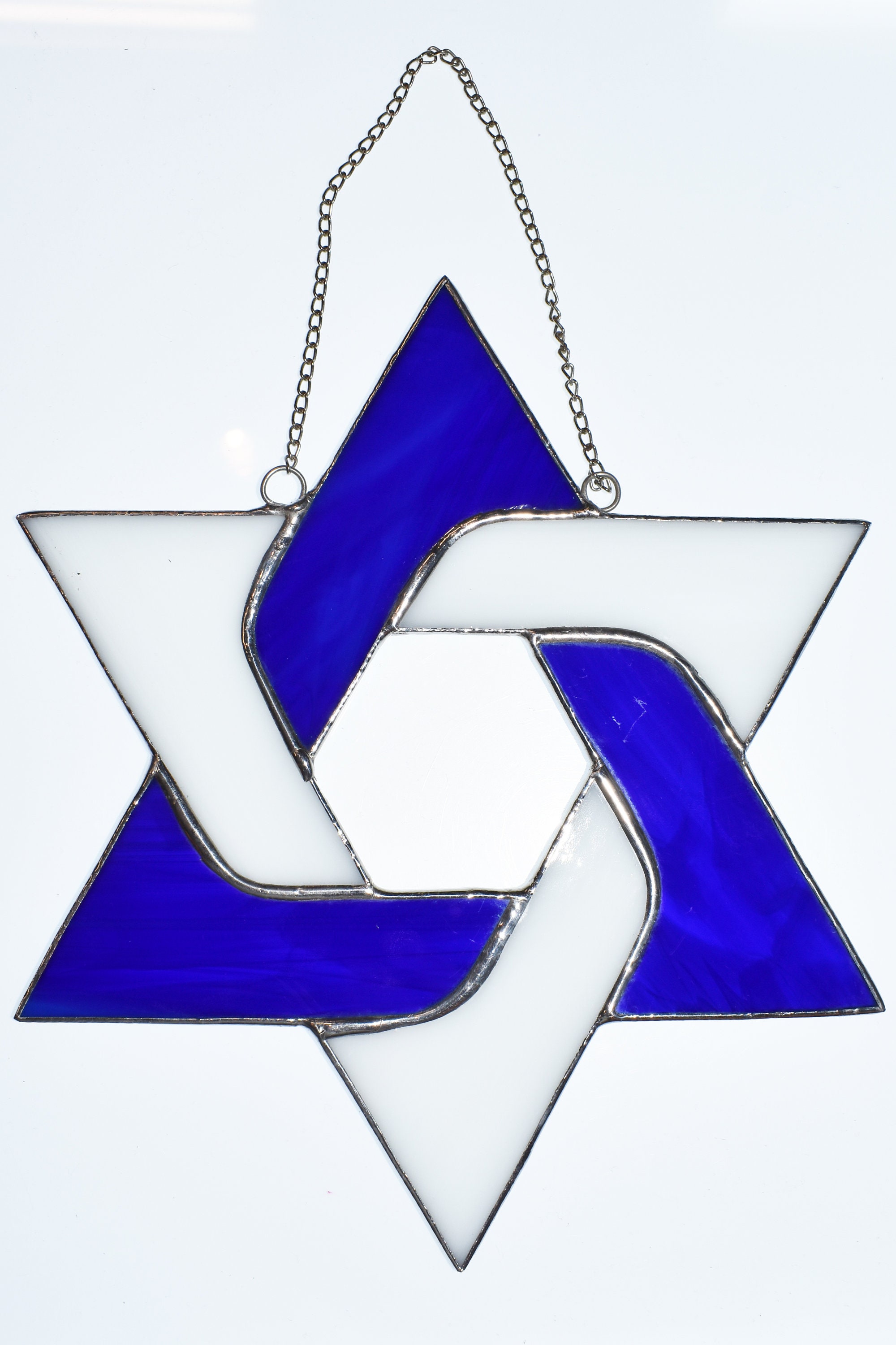 Star of David Stained Glass Suncatcher Hanging Window Ornament | Etsy