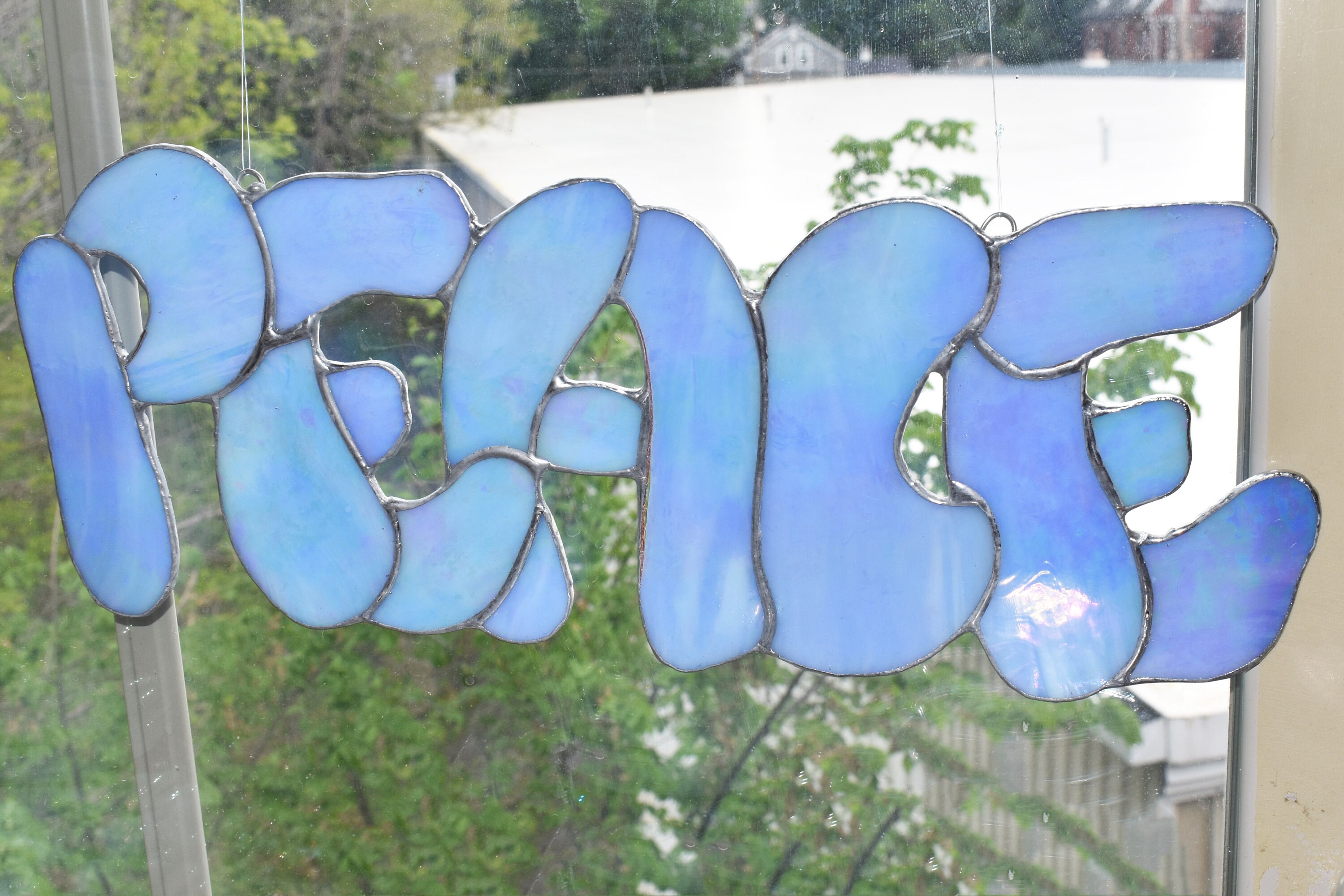Bubble-style Letter Text Stained Glass Suncatcher Window | Etsy