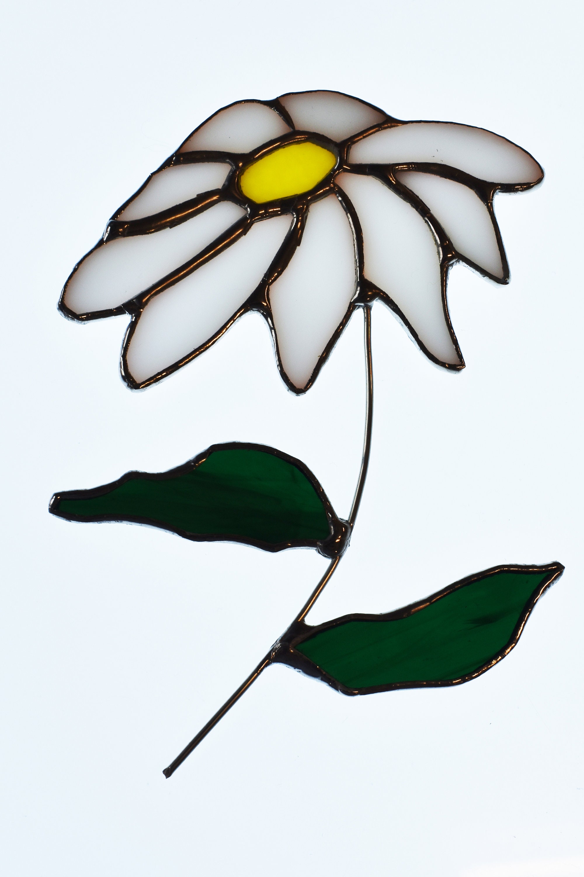 White Daisy Flower Stained Glass Suncatcher Hanging Window Ornament - Etsy