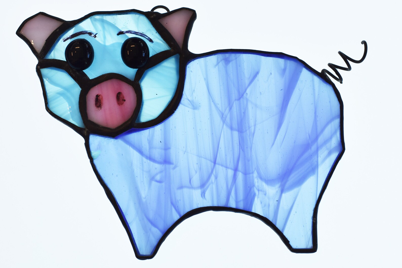 The Pudgy Blue Pig our Mascot Stained Glass Suncatcher - Etsy