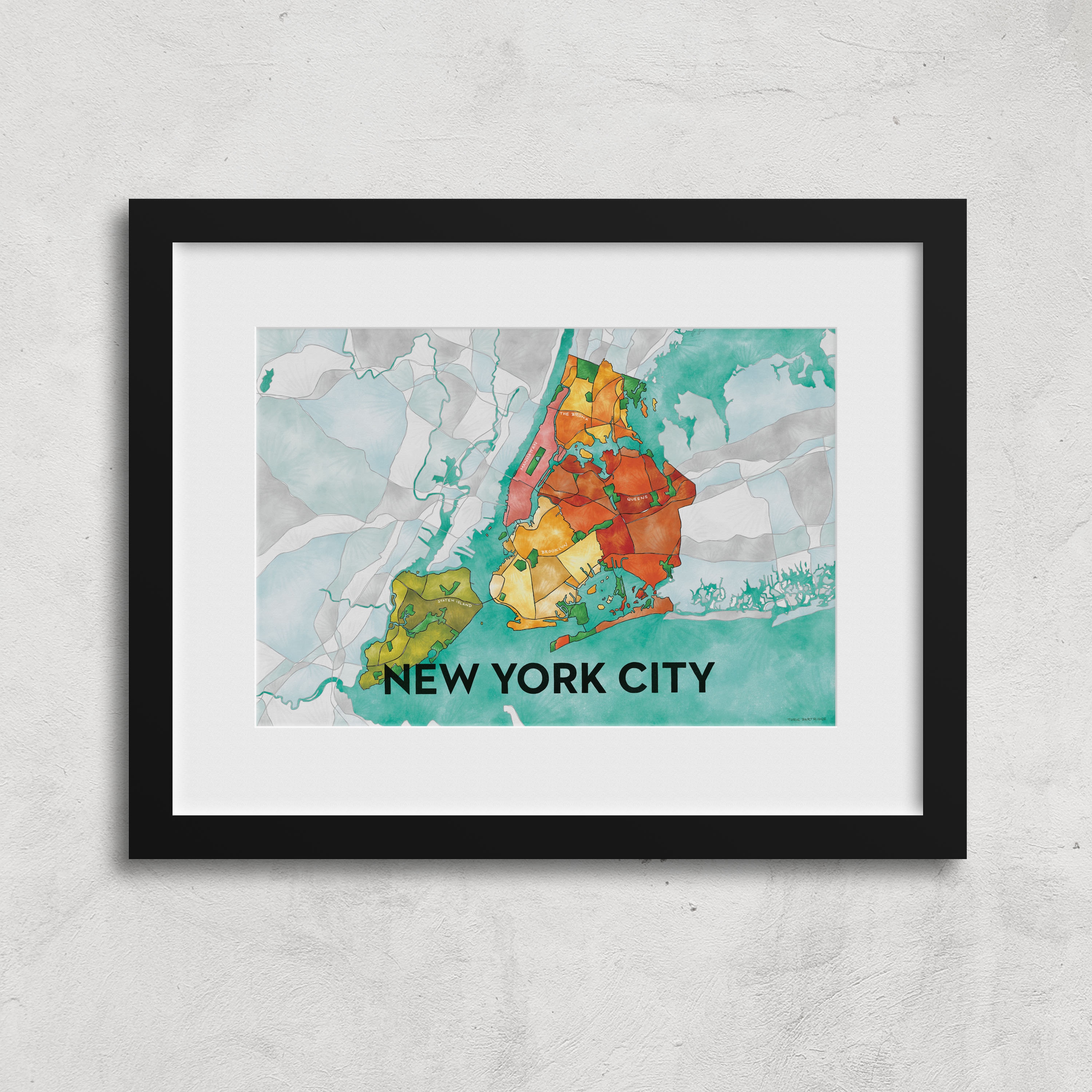 New York City Boroughs Map Art Print - Etsy