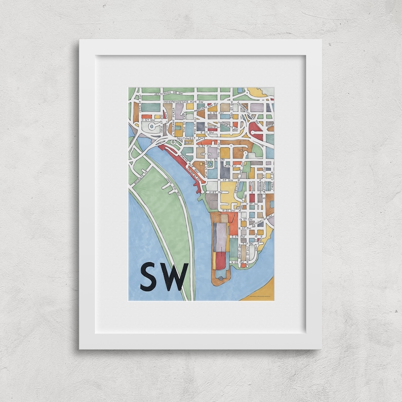 Southwest SW Neighborhood Map Art Print - Etsy