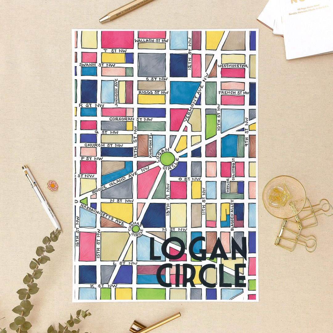 Logan Circle Neighborhood Map Art Print - Etsy