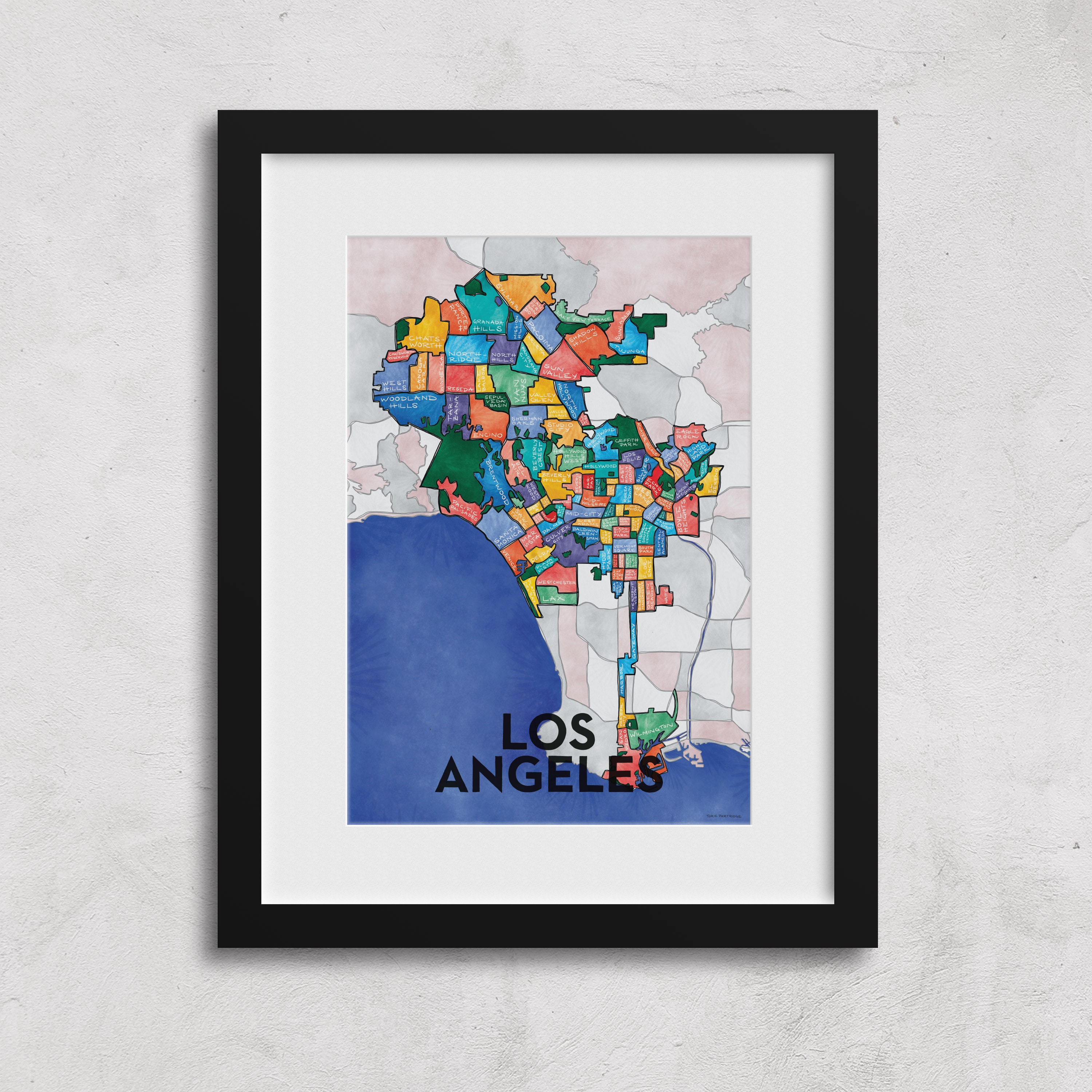 Los Angeles Neighborhoods Map Art Print - Etsy