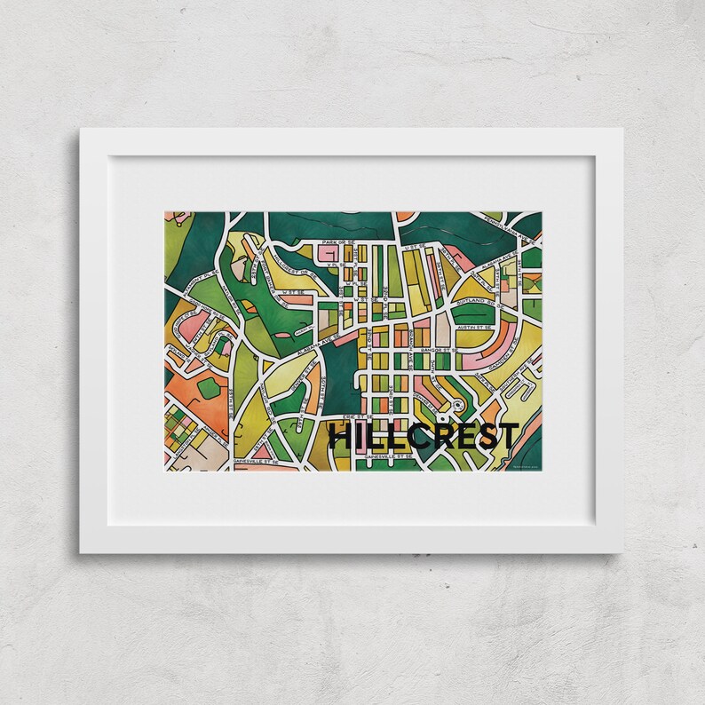 Hillcrest Neighborhood Map Art Print - Etsy