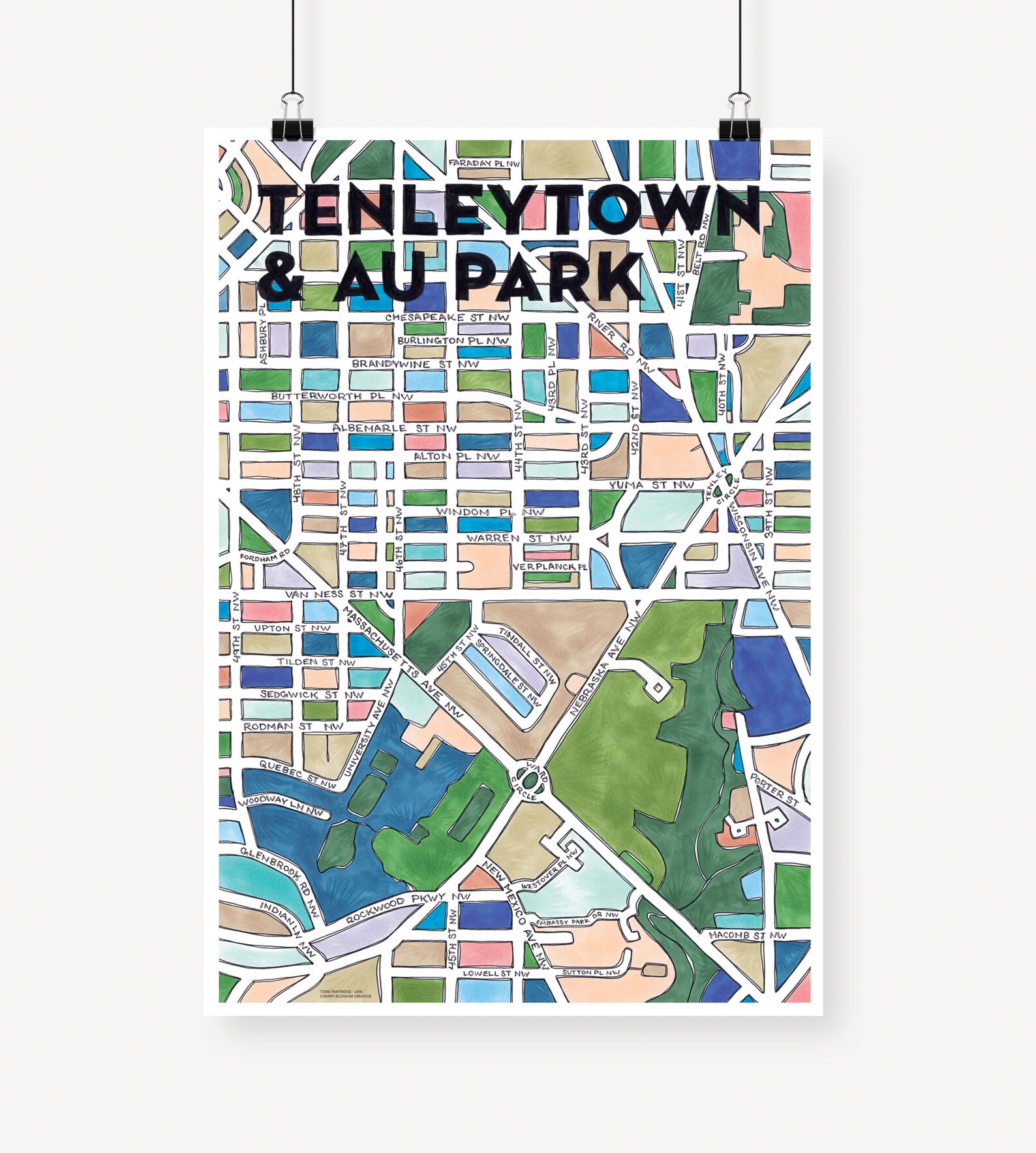 Tenleytown & AU Park Neighborhood Map Art Print | Etsy
