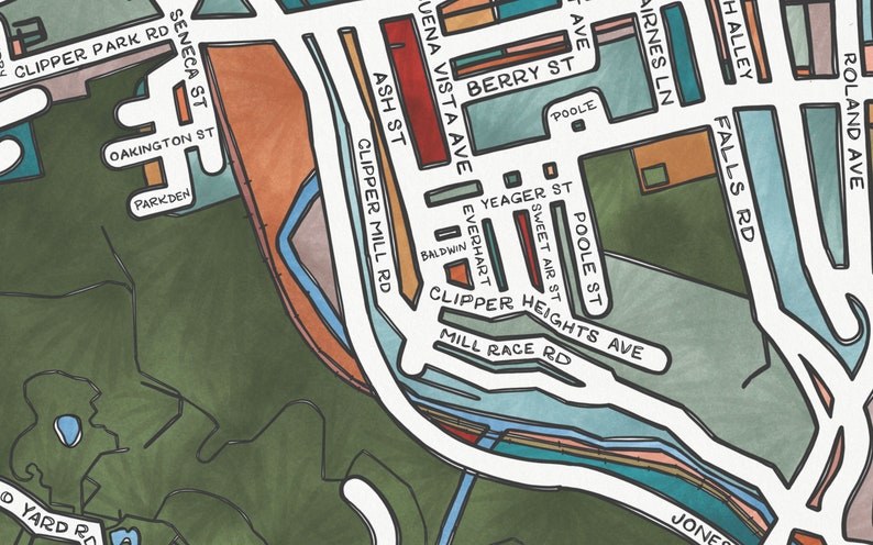 Hampden (baltimore) Neighborhood Map Art Print - Etsy