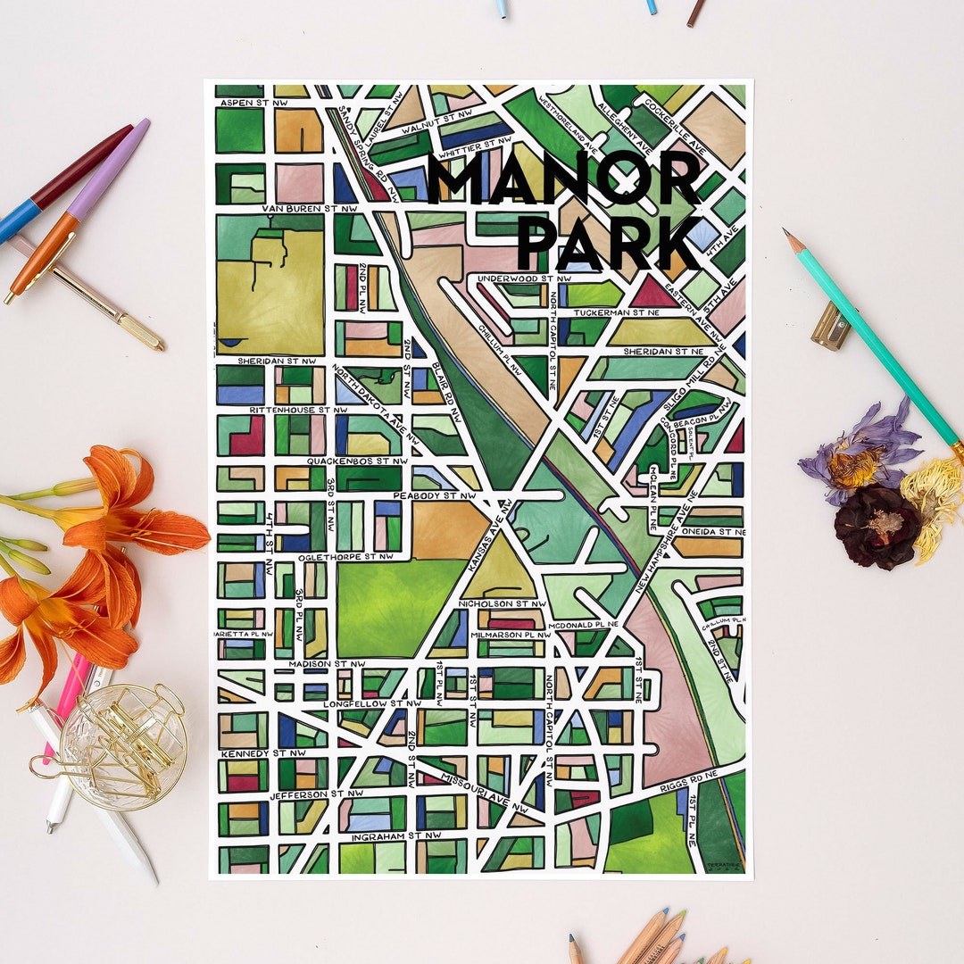 Manor Park Neighborhood Map Art Print - Etsy