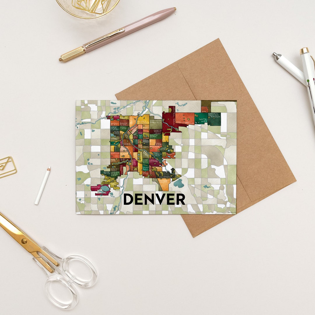 Denver Neighborhoods Greeting Card - Etsy