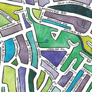 Cheverly (maryland) Neighborhood Map Art Print - Etsy