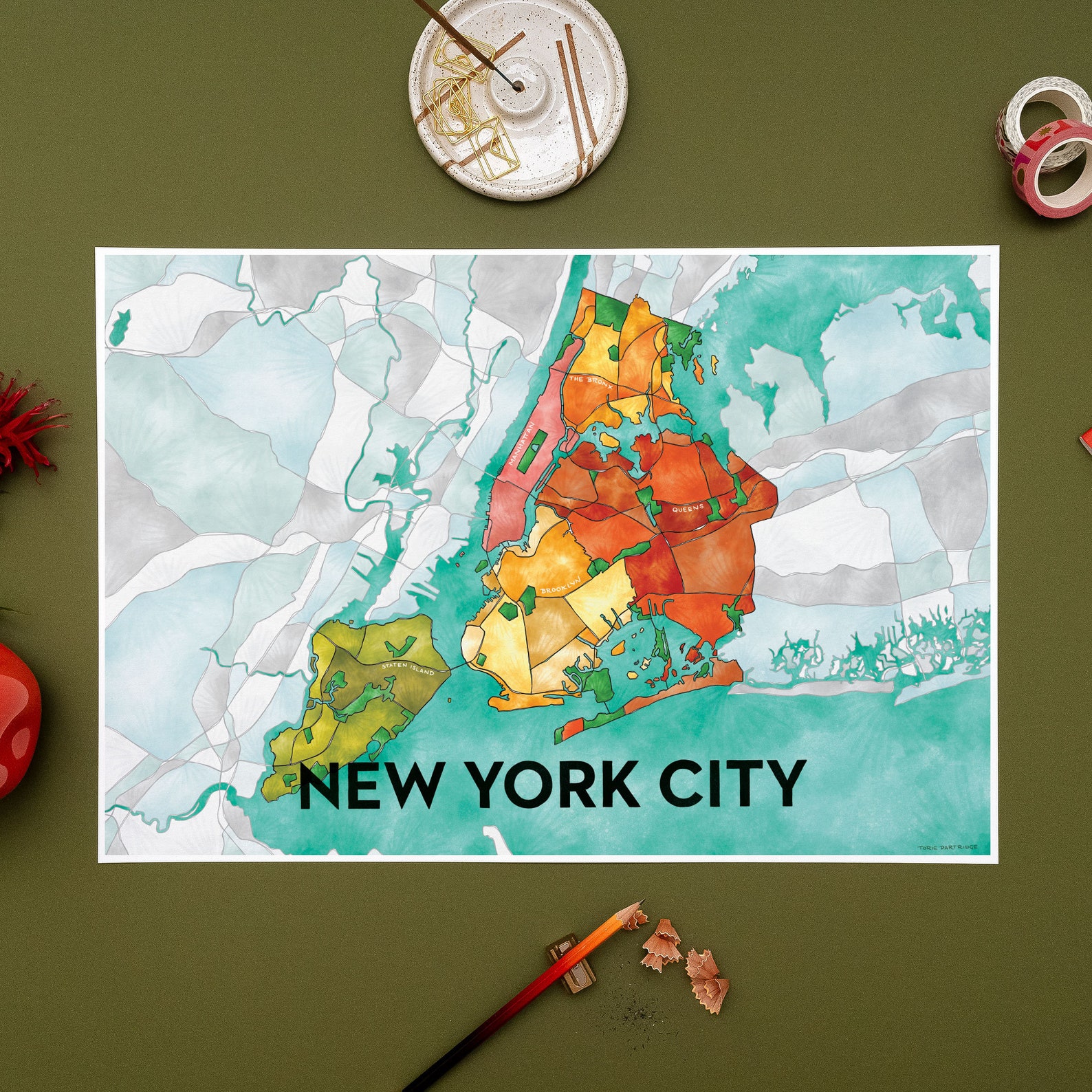 New York City Boroughs Map Art Print - Etsy