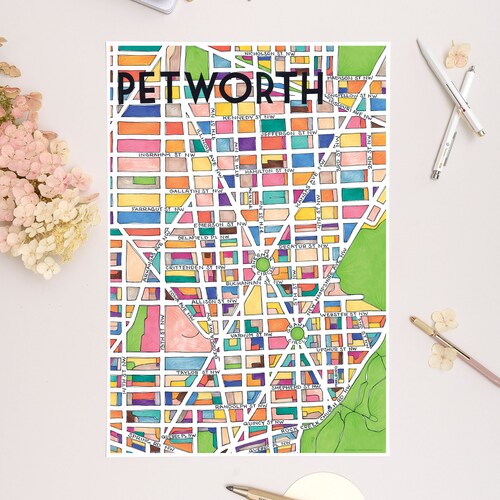 Petworth Neighborhood Map Art Print - Etsy