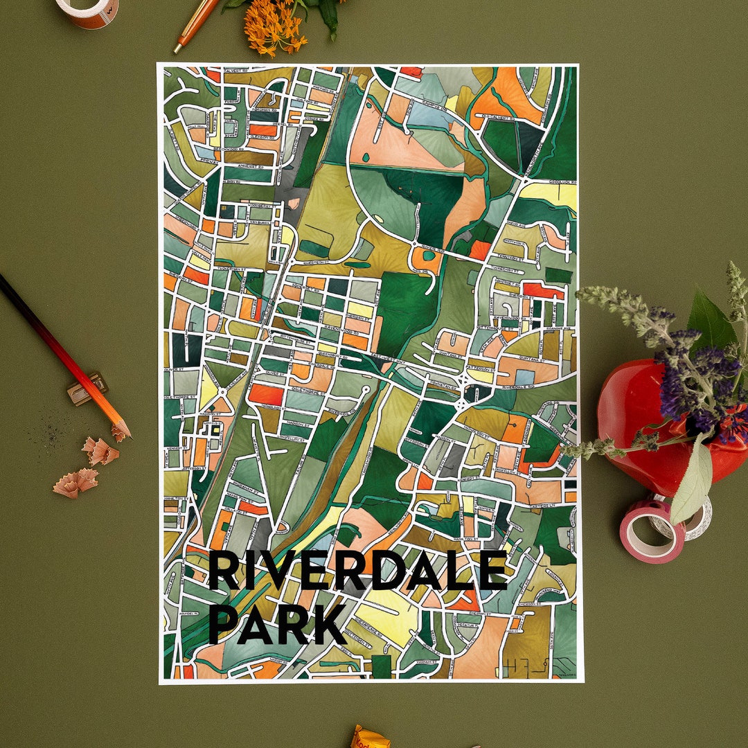 Riverdale Park Neighborhood Map Art Print - Etsy