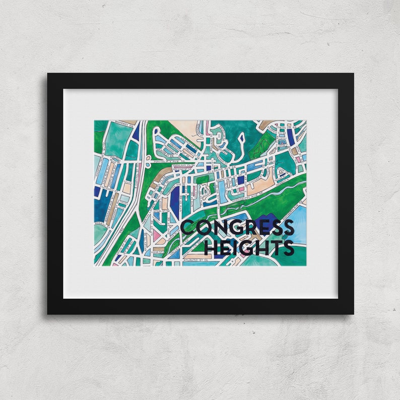 Congress Heights Neighborhood Map Art Print - Etsy