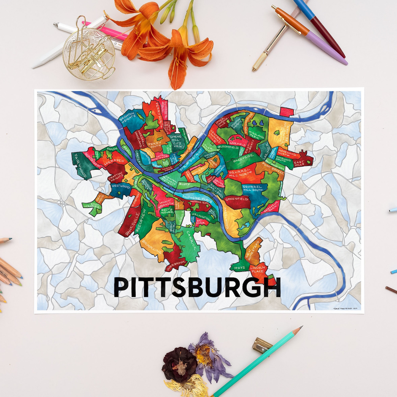 Pittsburgh Neighborhoods Map Art Print - Etsy