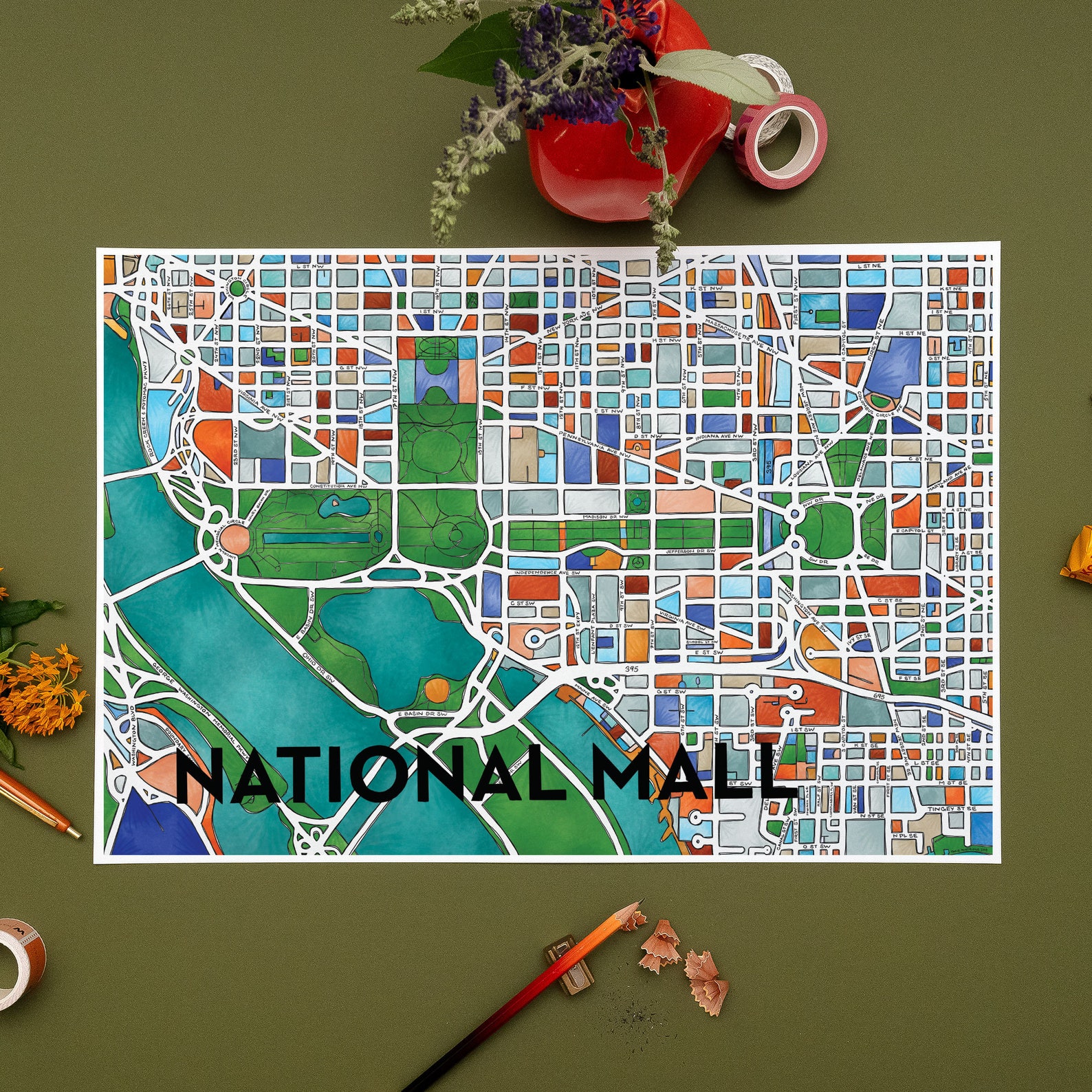 National Mall Map Art Print - Etsy