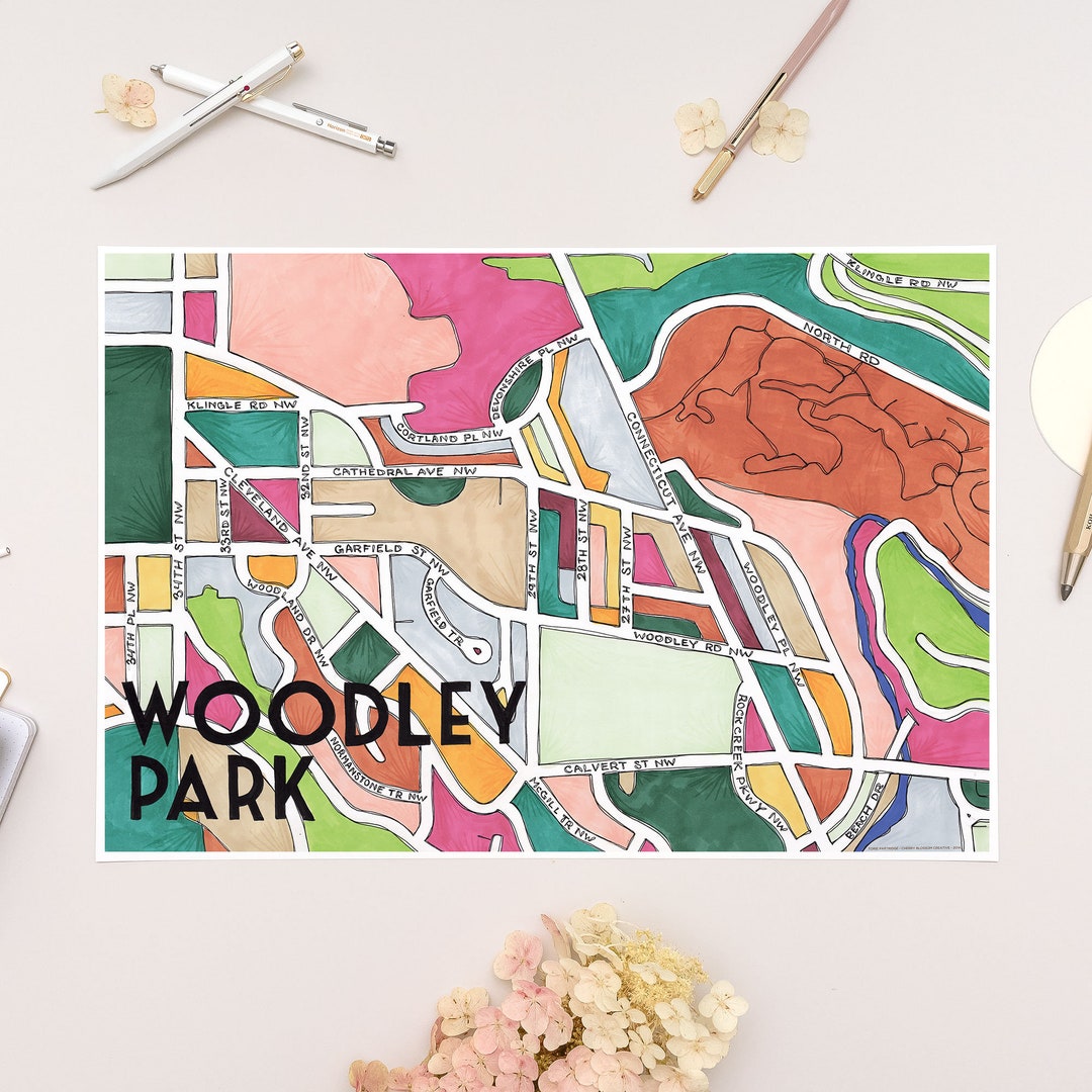 Woodley Park Neighborhood Map Art Print - Etsy