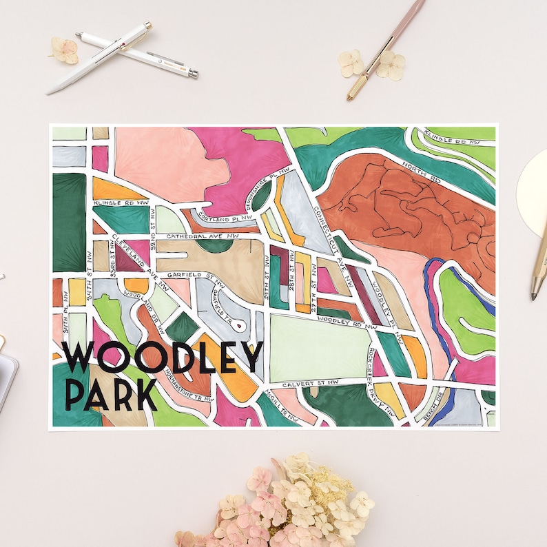 Woodley Park Neighborhood Map Art Print - Etsy