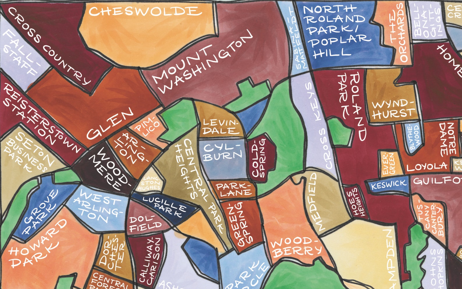 Baltimore Neighborhoods Map Art Print - Etsy