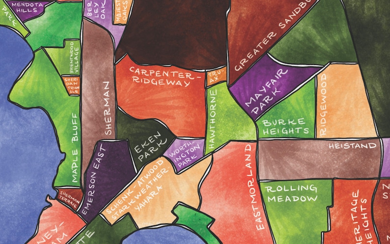 Madison Neighborhoods Map Art Print - Etsy