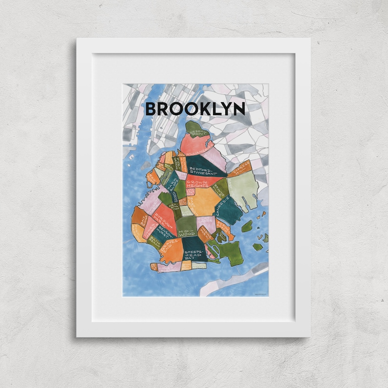 Brooklyn Neighborhoods Map Art Print - Etsy