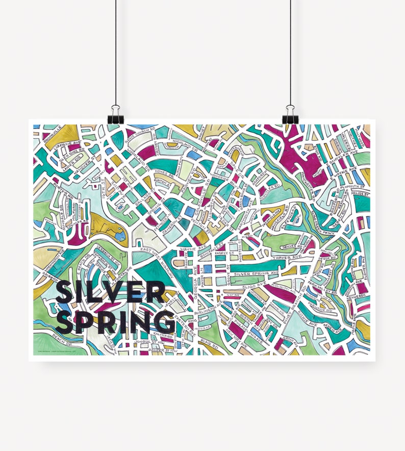 Silver Spring Neighborhood Map Art Print | Etsy