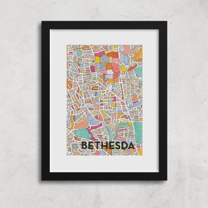 Bethesda Neighborhood Map Art Print - Etsy